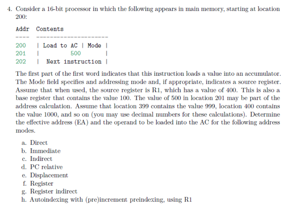 Solved Consider a 16-bit processor in which the following | Chegg.com