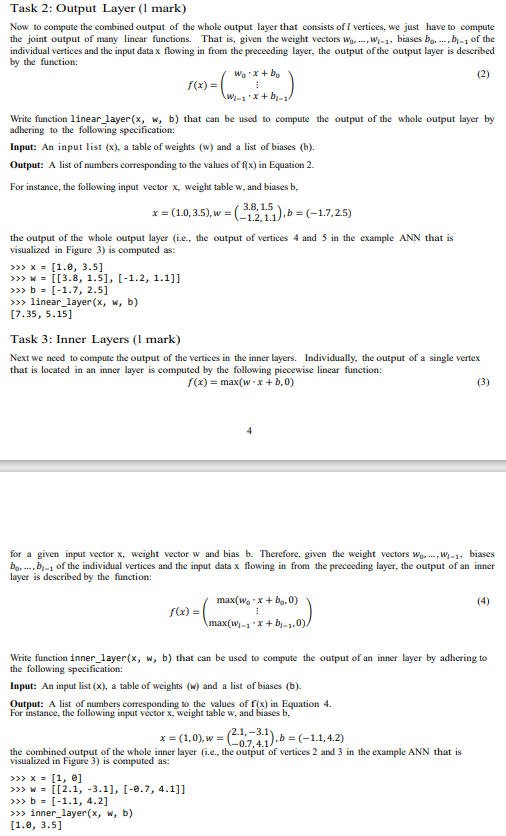 Solved Task 2: Output Layer (1 mark) Now to compute the | Chegg.com