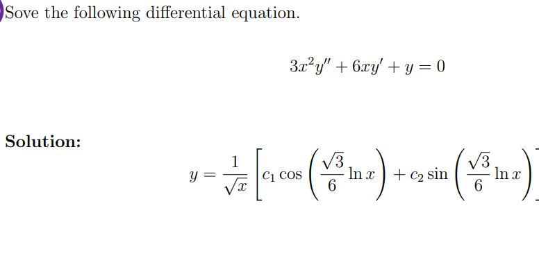 Solved Sove the following differential equation. | Chegg.com Solved Sove the following differential equation. | Chegg.com