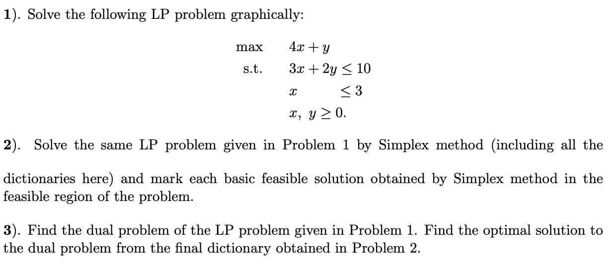 1). Solve the following LP problem graphically: max | Chegg.com