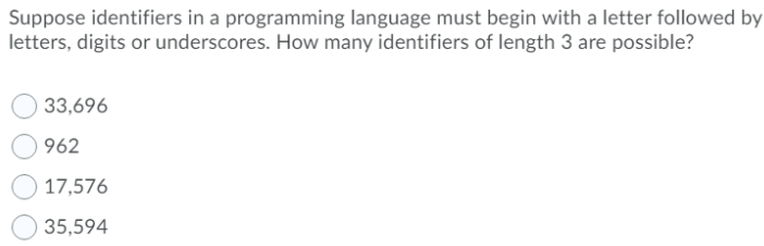 Solved Suppose identifiers in a programming language must | Chegg.com