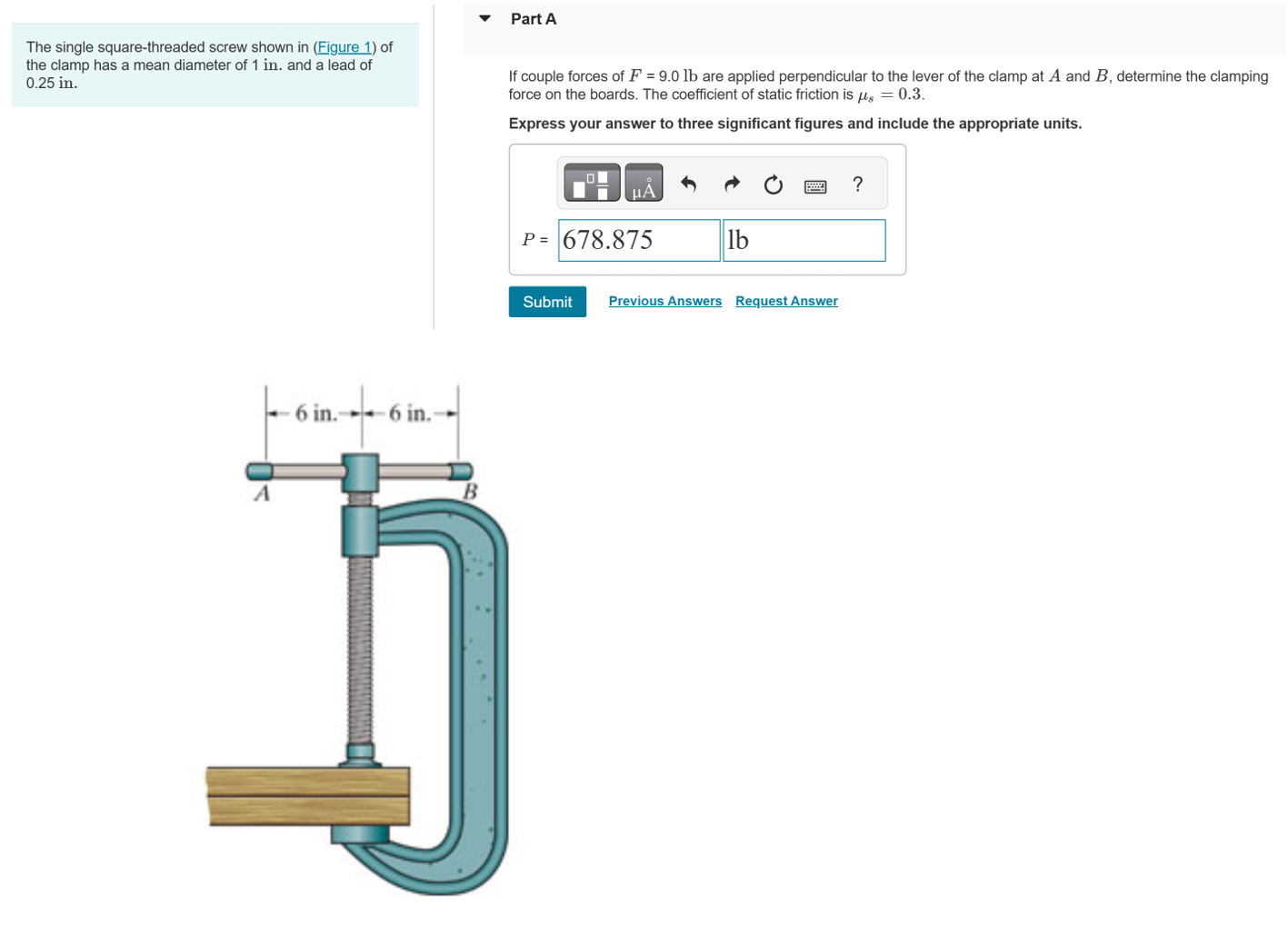 Solved The single square-threaded screw shown in (Figure 1) | Chegg.com