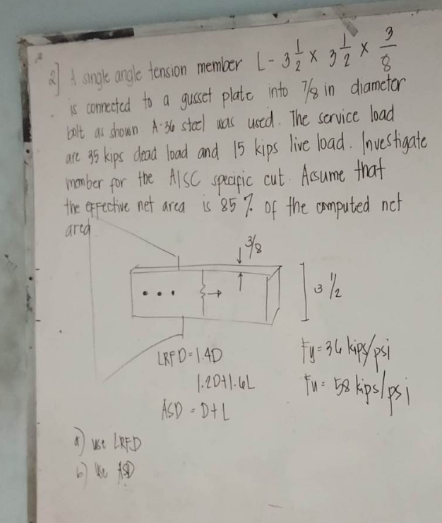 Solved 2] t angle angle tension member [−321×321×83 is | Chegg.com