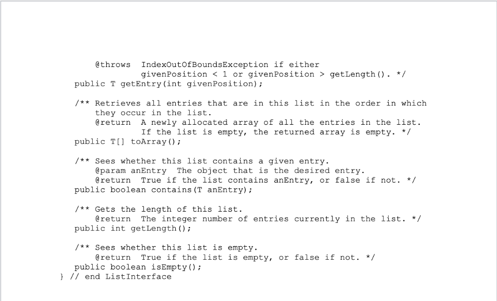The List ADT is defined in the code provided below. | Chegg.com