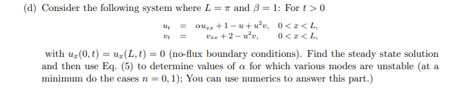 Consider the system of reaction-diffusion equations | Chegg.com