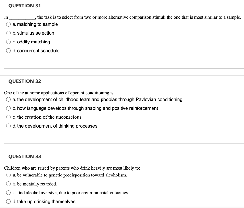 Solved QUESTION 31 In the task is to select from two or more | Chegg.com
