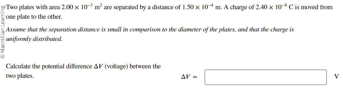 Solved Two plates with area 2.00×10-3m2 ﻿are separated by a | Chegg.com