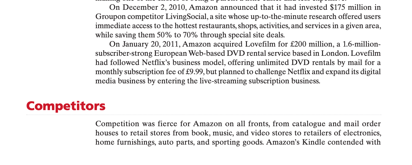 AMAZON.COM INC. CASE STUDY ANALYSIS The following is | Chegg.com