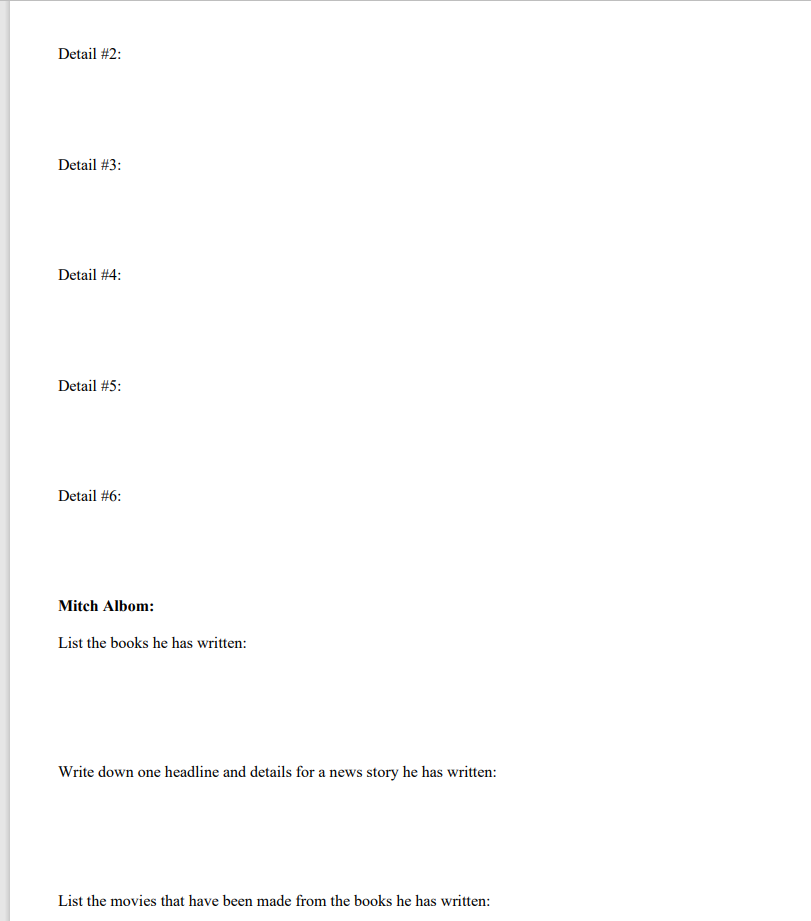 Tuesdays with Morrie Pre-Reading Activity #3 The | Chegg.com