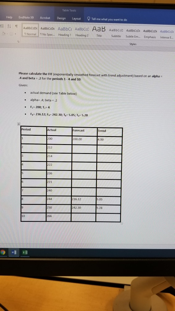 Solved Table Tools Help EndNote X9 Acrobat Design Layout | Chegg.com