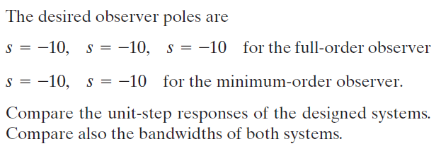 B-10–15. Using the pole-placement-with-observer | Chegg.com