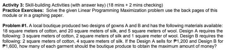 Solved Activity 3: Skill-building Activities (with answer | Chegg.com