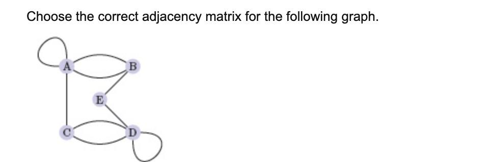 Solved Choose the correct adjacency matrix for the following | Chegg.com