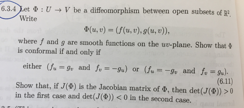 6.3.4)et Φ : U → V be a diffeomorphism between open | Chegg.com