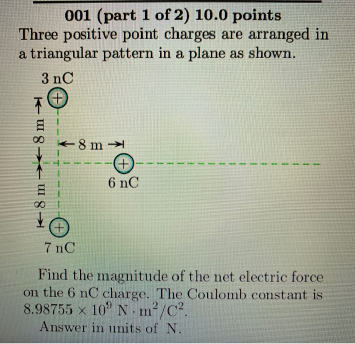 Solved 001 (part 1 of 2) 10.0 points Three positive point | Chegg.com