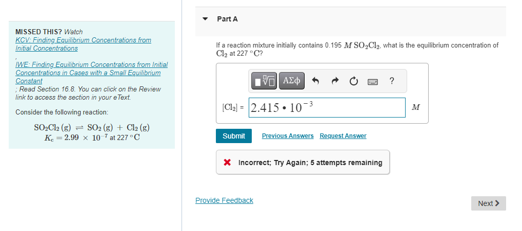 Solved MISSED THIS? Watch KCV: Finding Equilibrium | Chegg.com