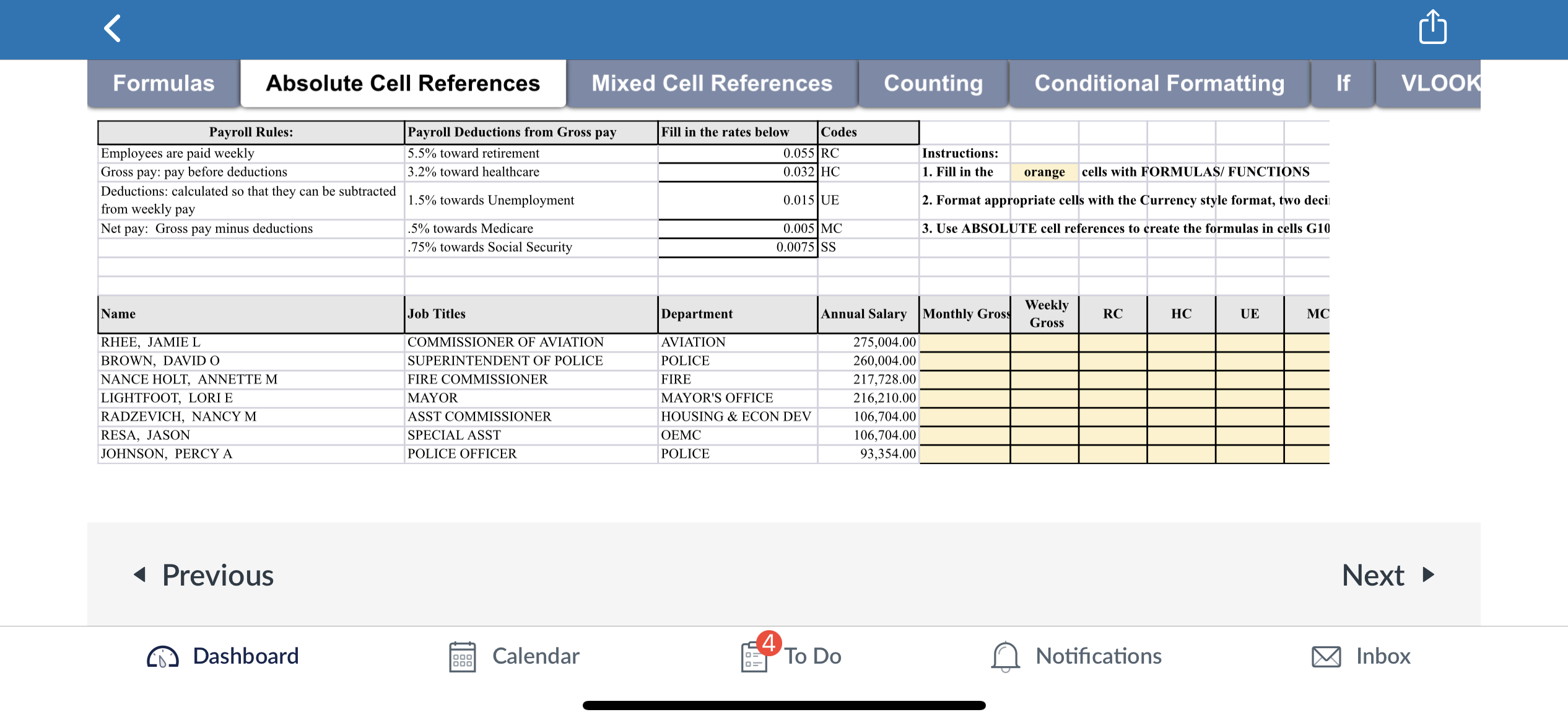 Formulas Absolute Cell References Mixed Cell | Chegg.com