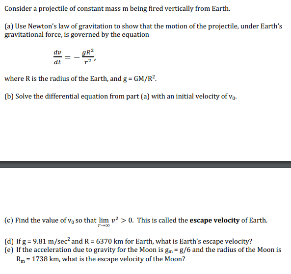 Solved Consider a projectile of constant mass m being fired | Chegg.com