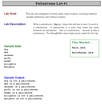 Solved Palindrome Lab #1 Lab Goal: This lab was designed to | Chegg.com