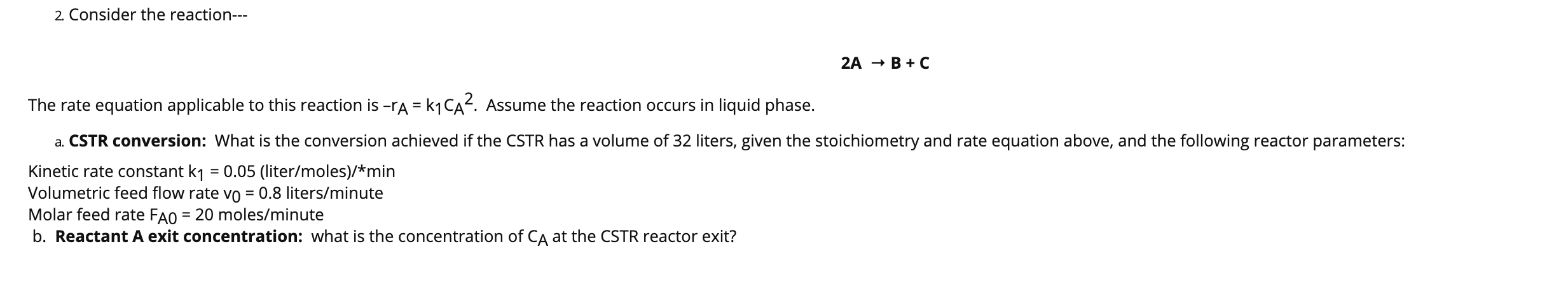 Solved 2. Consider the reaction--- 2A + B + C The rate | Chegg.com