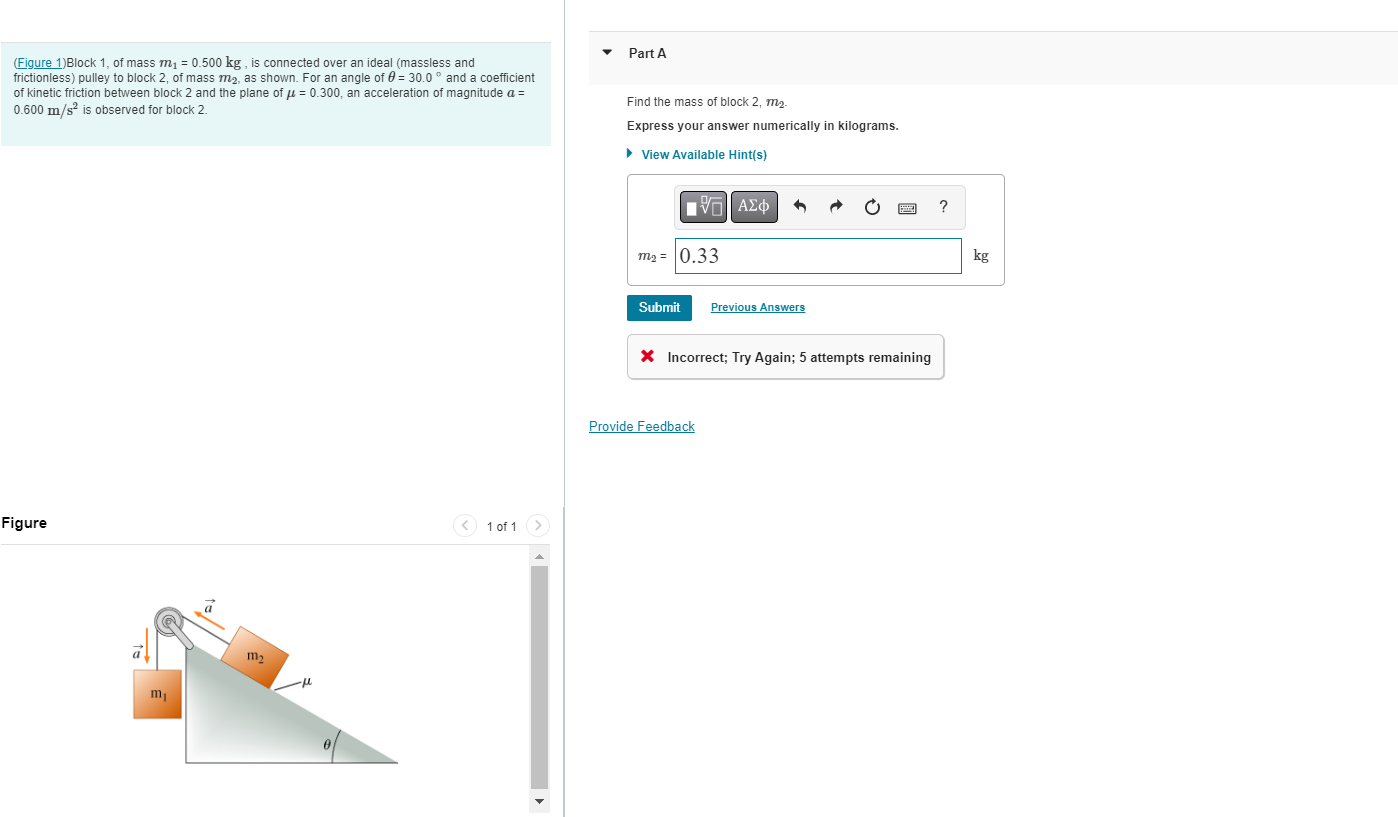 Solved (Figure 1)Block 1, of mass m1=0.500 kg, is connected | Chegg.com