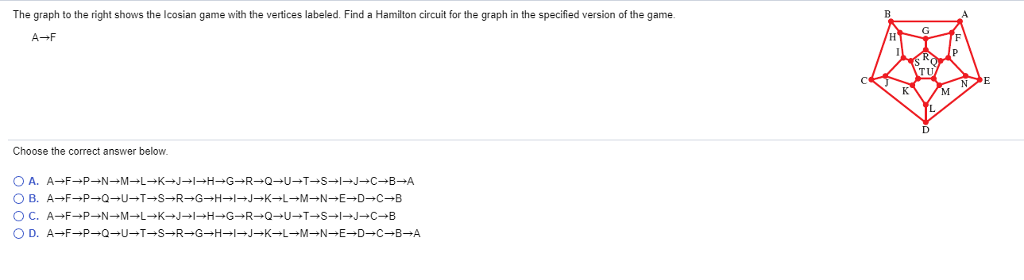 Solved The graph to the right shows the Icosian game with | Chegg.com