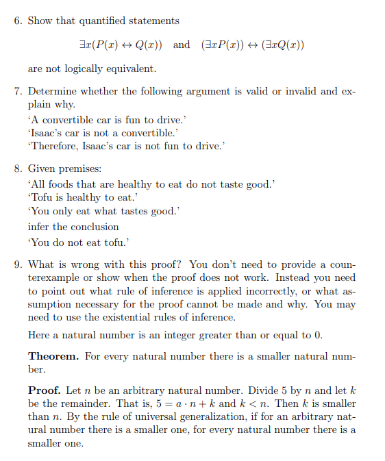 Solved 6. Show that quantified statements 3c(P(x) HQ(x)) and | Chegg.com