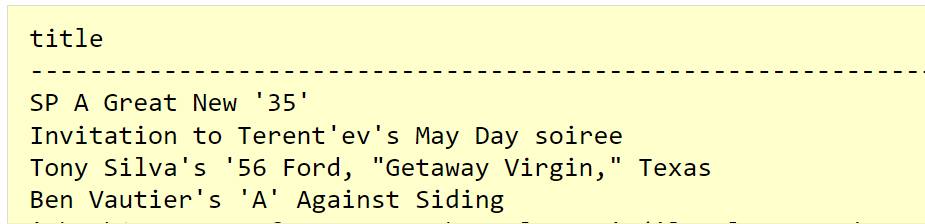 Solved Find all titles in the table moma.artworks | Chegg.com