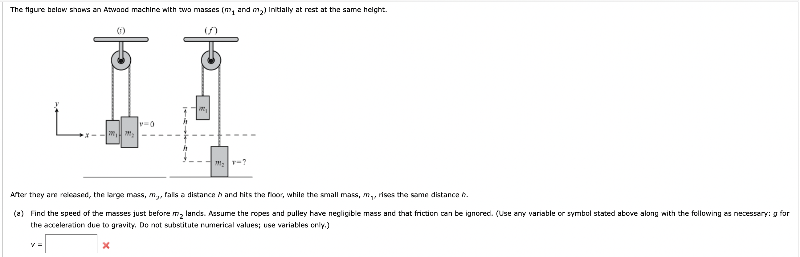 Solved The figure below shows an Atwood machine with two | Chegg.com