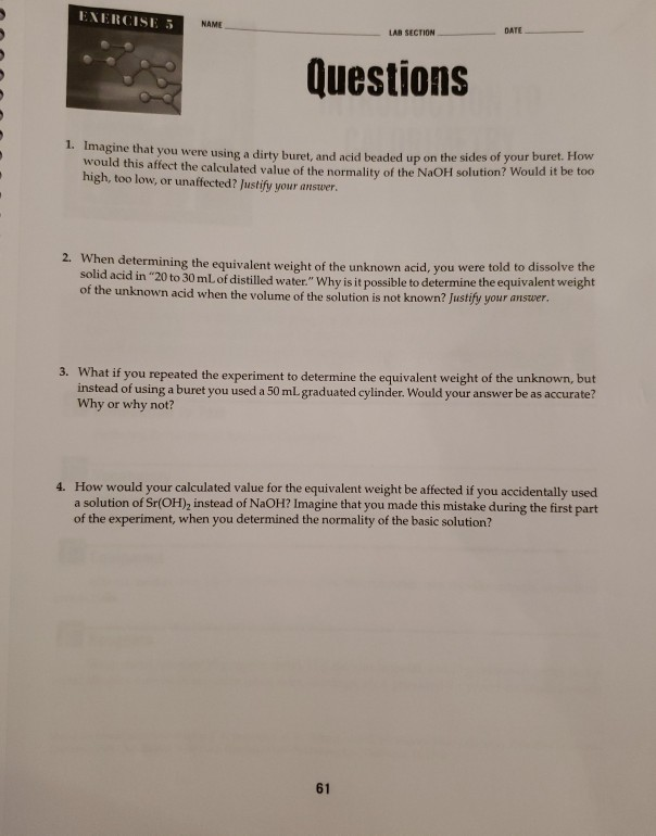Solved ENERCISE 5 NAME DATE LAB SECTION Questions 1. Imagine | Chegg.com