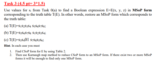 Solved Table 2 Truth tables for minterms from Table 4 using | Chegg.com