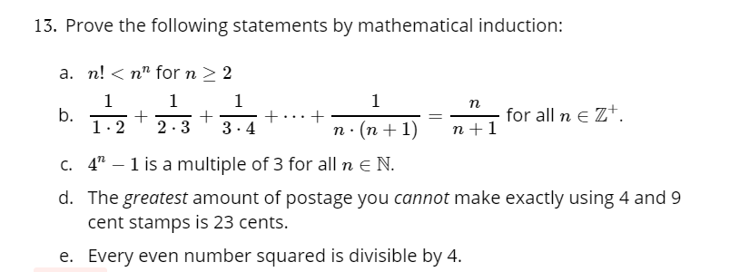Solved 13. Prove the following statements by mathematical | Chegg.com