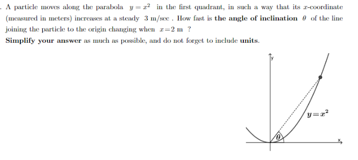 Solved Λ particle moves along the parabola y=x2 in the first | Chegg.com
