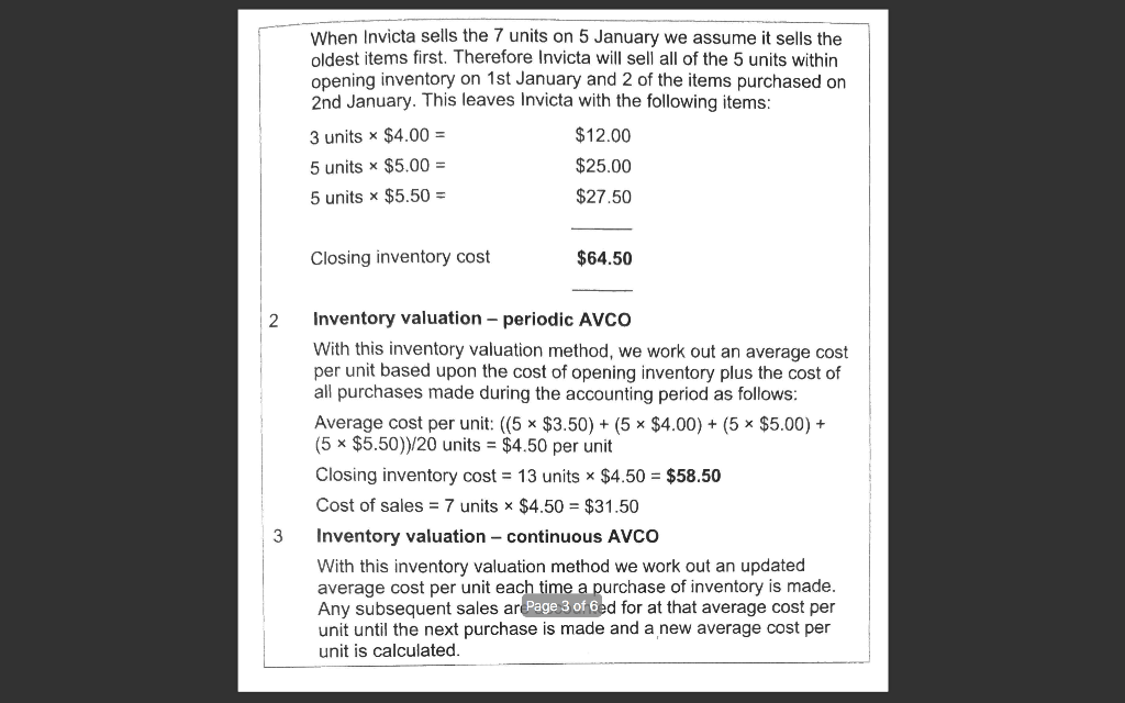 e.g Maistration Invicta has closing inventory of 5 | Chegg.com