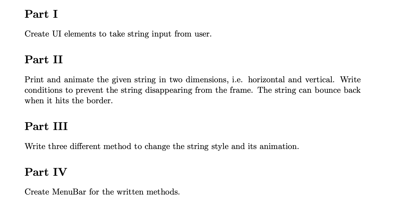 Solved Part I Create UI elements to take string input from | Chegg.com