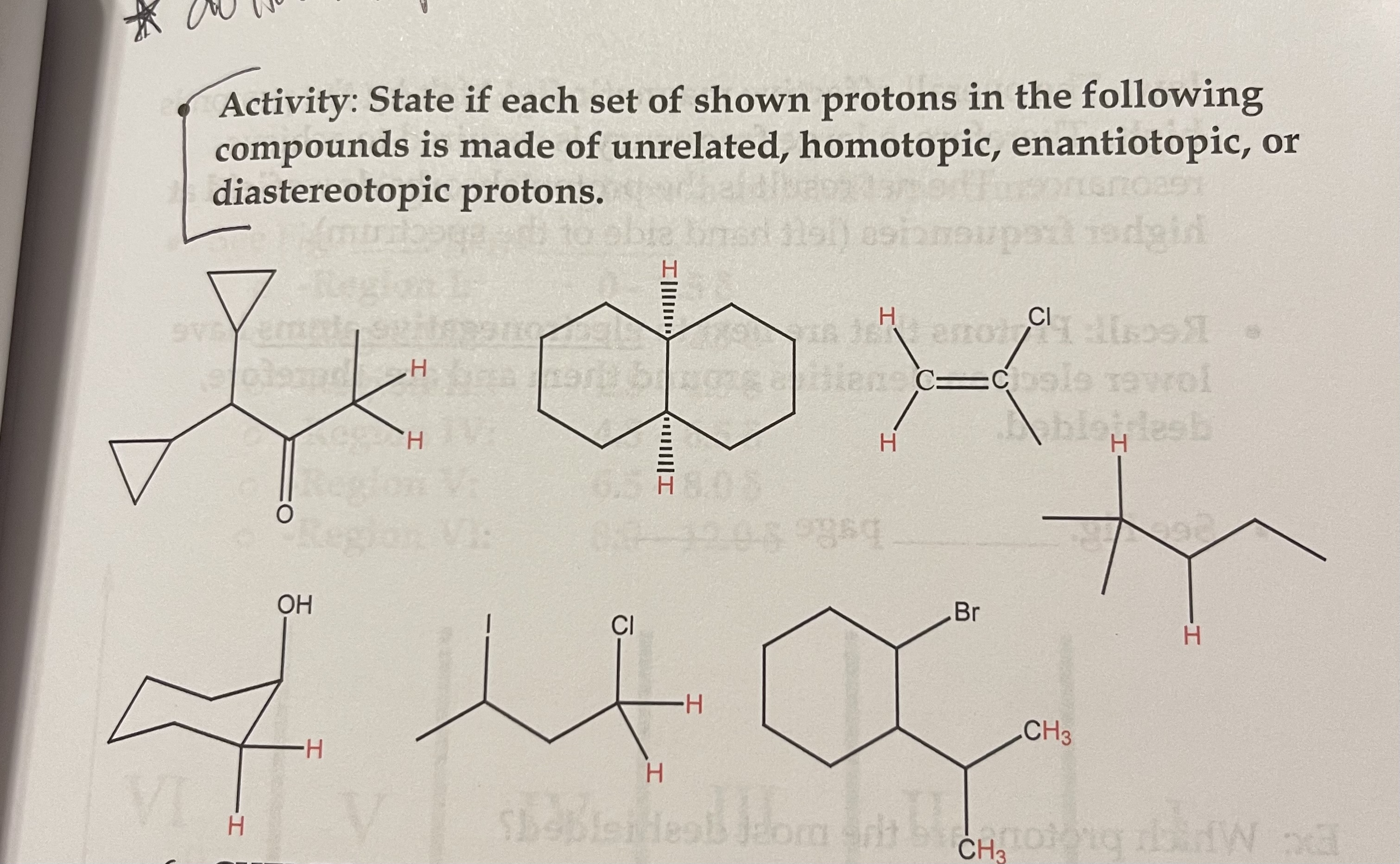 Solved Activity: State if each set of shown protons in the | Chegg.com