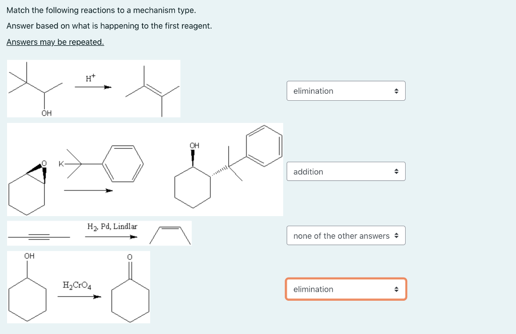 Solved Reaction mechanism types? The choices are | Chegg.com