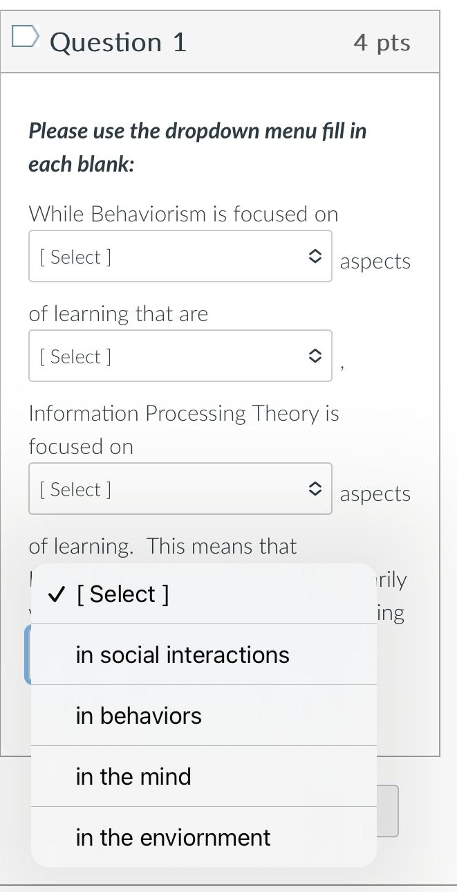Solved Question 1Question 1 4 pts Please use the dropdown | Chegg.com