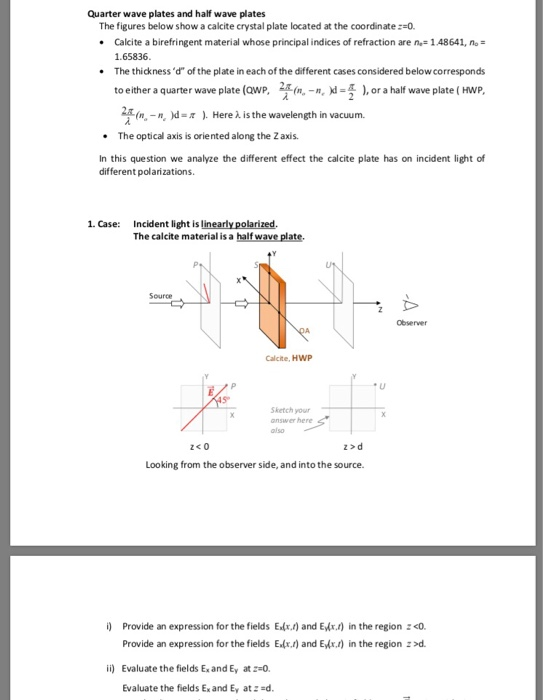 Solved Quarter wave plates and half wave plates The figures | Chegg.com