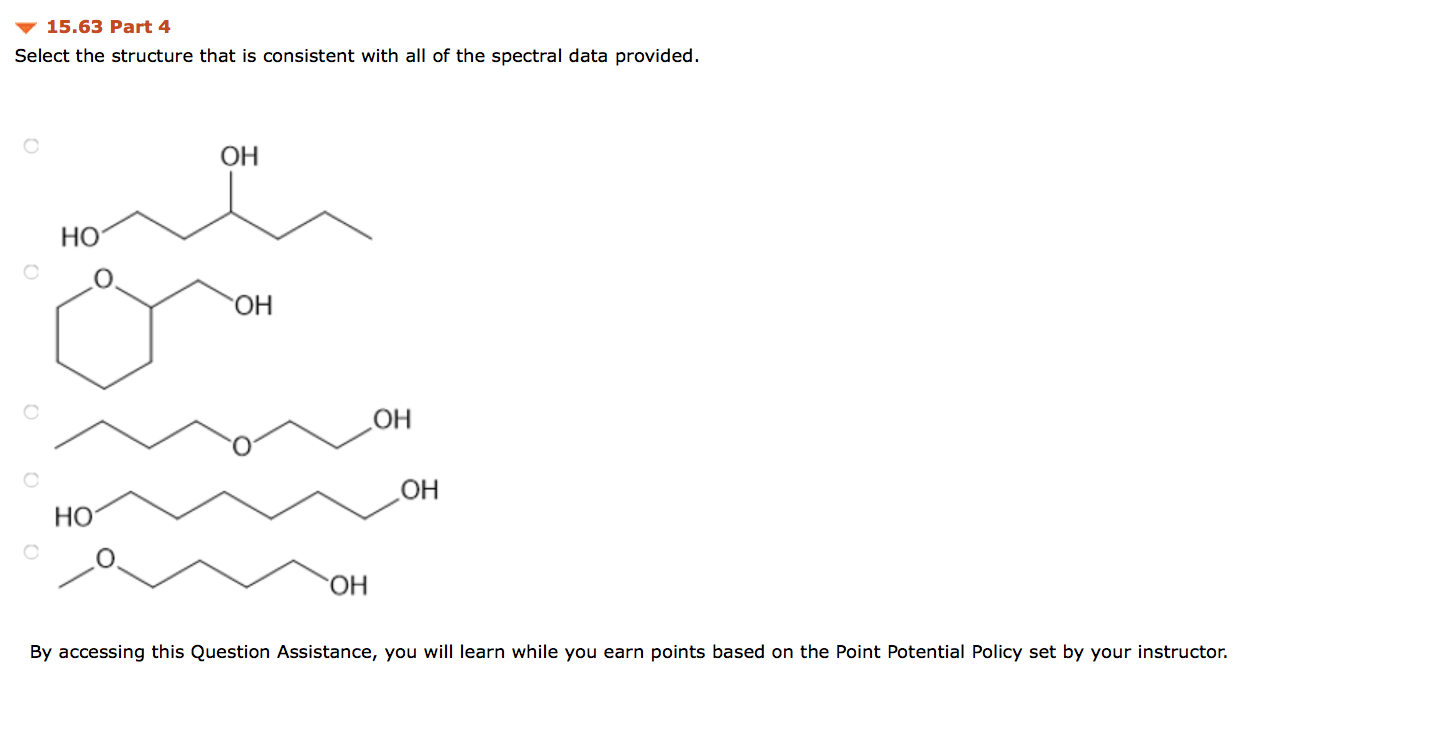Solved 15.63 Part 4 Select the structure that is consistent | Chegg.com