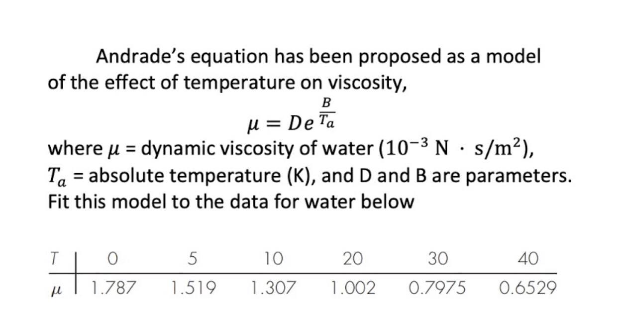 Solved Andrade's equation has been proposed as a model of | Chegg.com