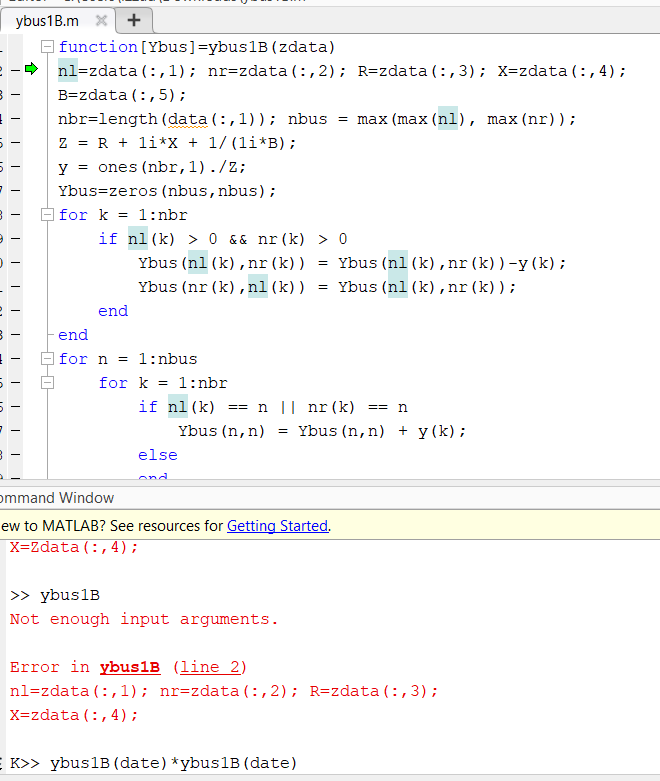 - ybus1B.mx + function(Ybus] =ybus1B (data) : - | Chegg.com