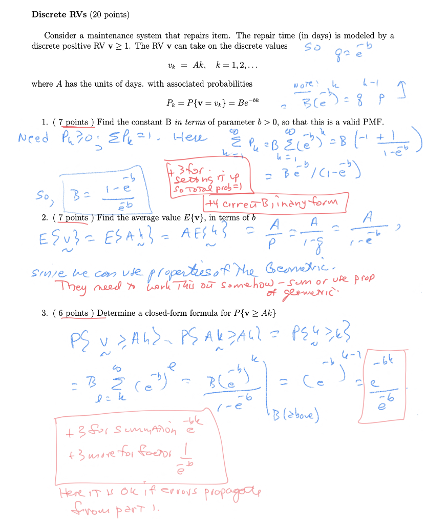 Solved Discrete RVs (20 points) Consider a maintenance | Chegg.com