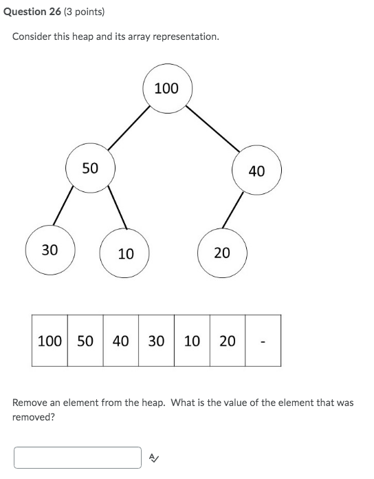 Solved Question 26 (3 points) Consider this heap and its | Chegg.com