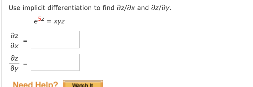 Solved Use implicit differentiation to find ∂z/∂x and ∂z/∂y. | Chegg.com