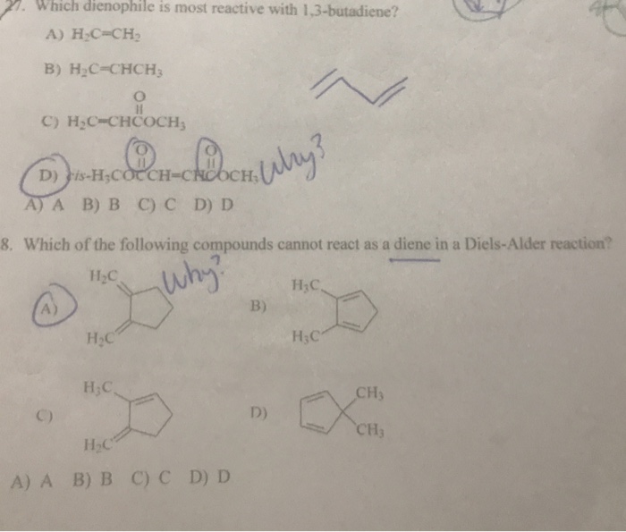 Solved Which dienophile is most reactive with 1,3-butadiene? | Chegg.com