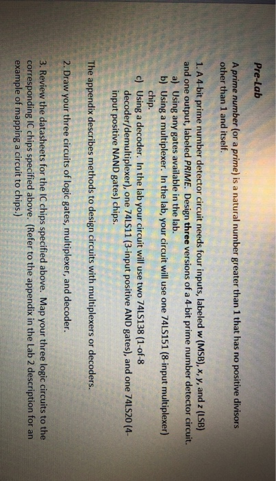 Solved Pre-Lab A prime number (or a prime) is a natural | Chegg.com