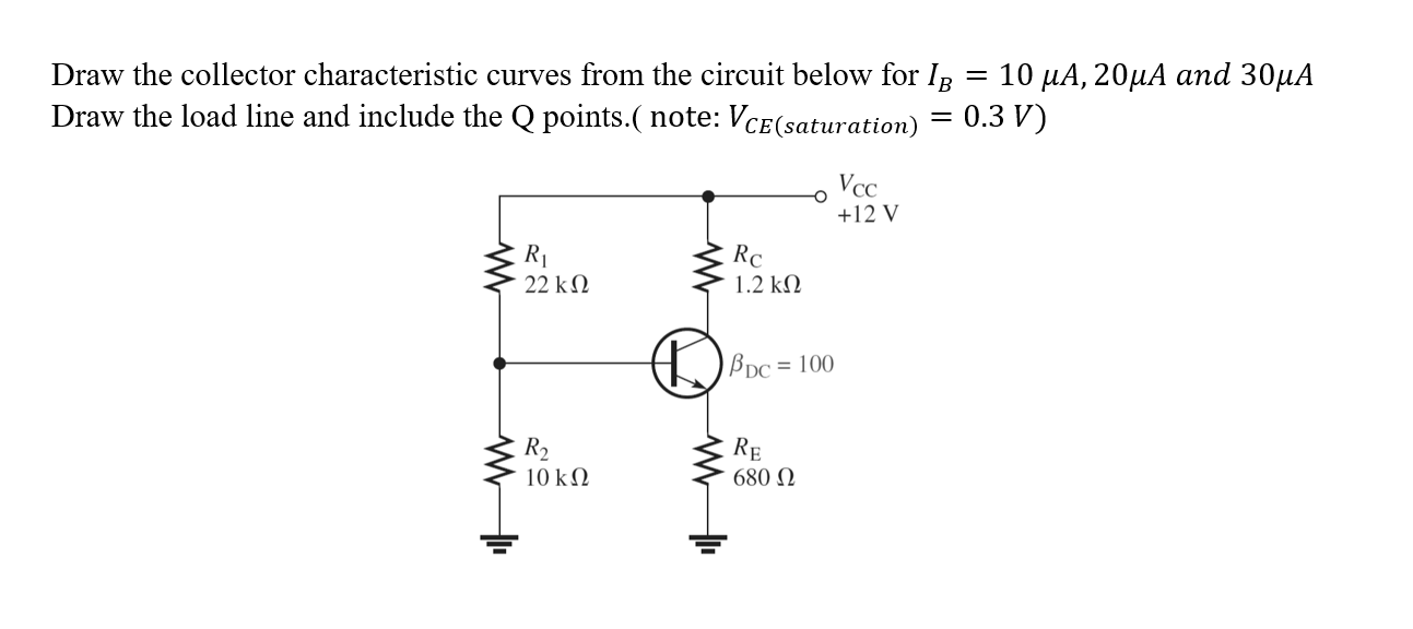 Solved Draw the collector characteristic curves from the | Chegg.com