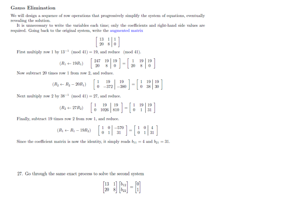 Solved Gauss Elimination We will design a sequence of row | Chegg.com