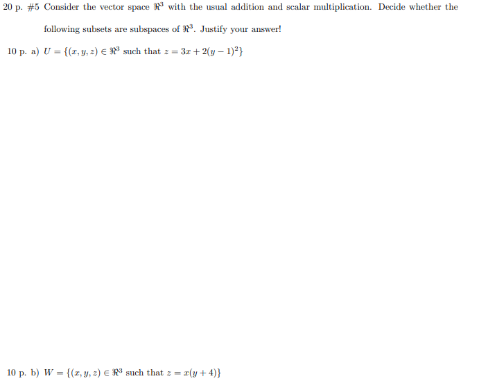 20 p. #5 Consider the vector space ℜ3 with the usual | Chegg.com